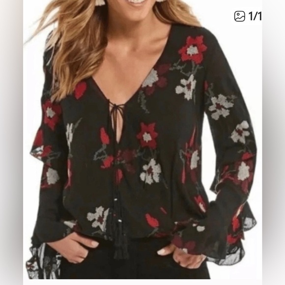 Chelsea & Violet | Tops | Sz Chelsea Violet Floral Surplice Wrap Long ...
